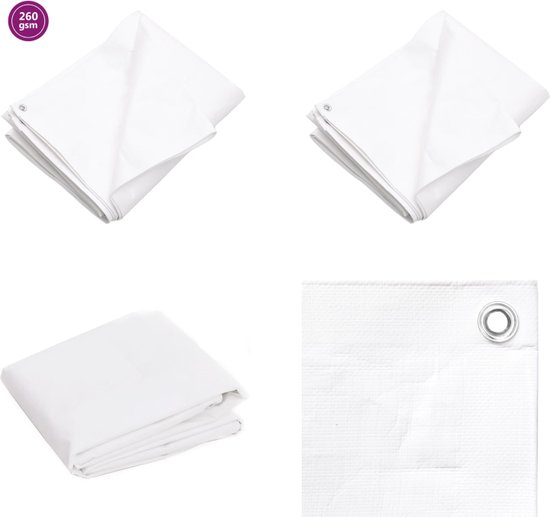 vidaXL Dekzeil 260 g/m² 8x10 m HDPE wit - Dekzeil - Dekzeilen - Tarp ...