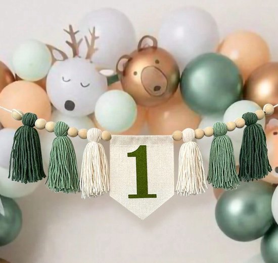 Boho verjaardags slinger 1 jaar - Kinderstoel slinger - Klosjes - Ibiza ...