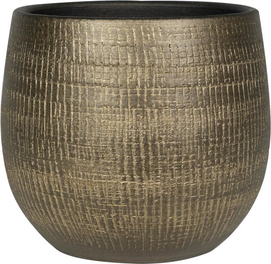 BD Plantenpot/bloempot - binnen - keramiek - goud - D26 cm x H25 cm ...
