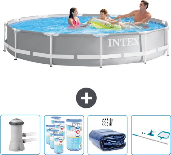 Intex Rond Prism Frame Zwembad - 366 x 76 cm - Grijs - Inclusief Pomp ...