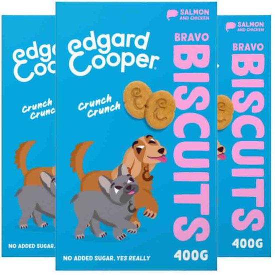 3x Edgard & Cooper Adult Biscuit Zalm & Kip 400 gr | bol