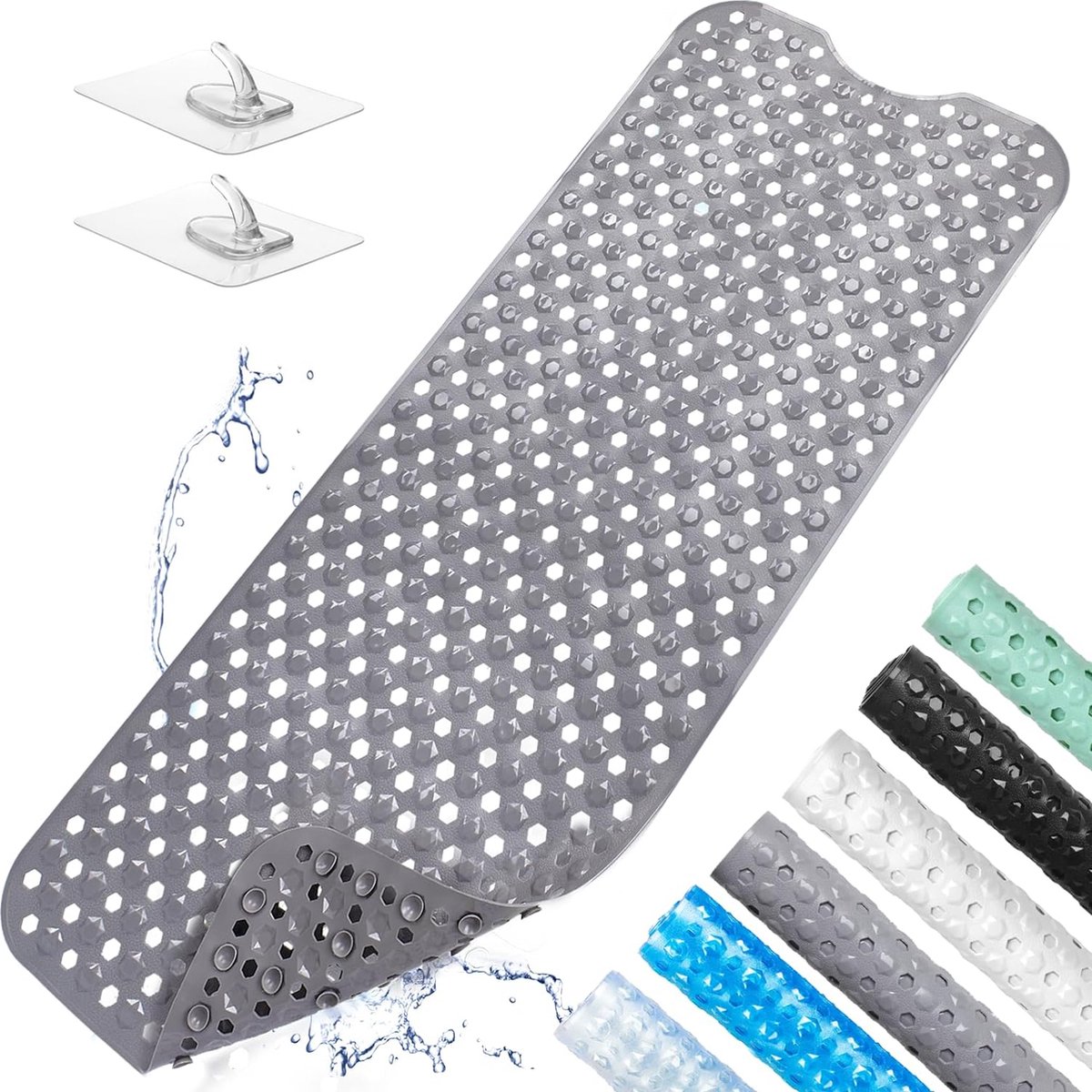 Antislip Badmat, 40 × 100 cm, douchemat met zuignappen en afvoergaten ...