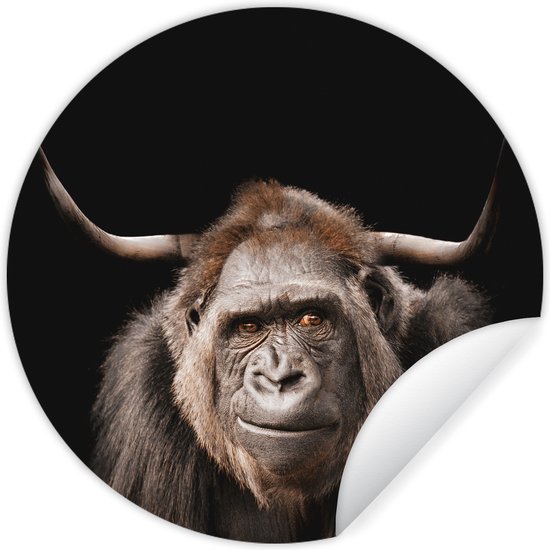 WallCircle - Muurstickers - Behangcirkel - Gorilla - Zwart - Dier - 100x100 cm -... | bol