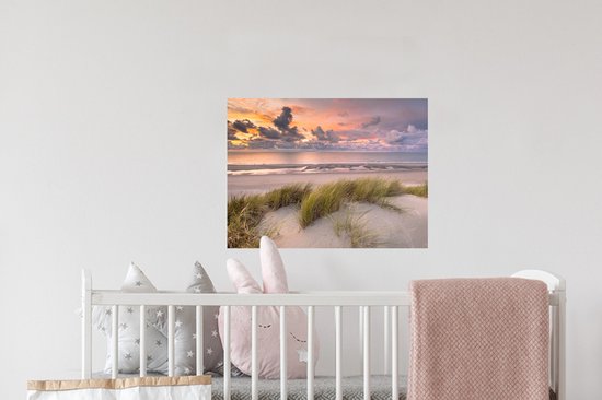 Muurstickers - Sticker Folie - Zonsondergang - Duin - Strand - Planten - Zee - 40x30... | bol