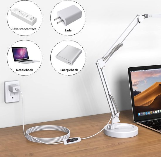 Bureaulamp led dimbaar - met basis en klem - oogbeschermende LED lamp ...
