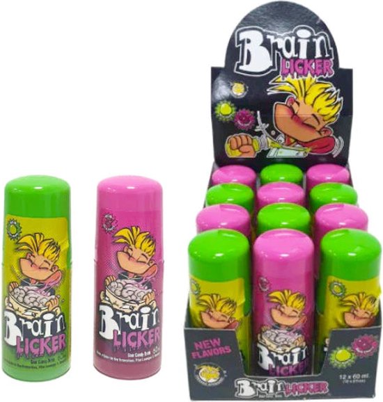 Brain Licker mix display (12 Stuks) - Snoep - Sour - Sour Apple & Black ...