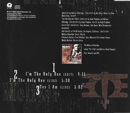 I'm the Only One [CD Single], Melissa Etheridge | CD (album) | Muziek | bol
