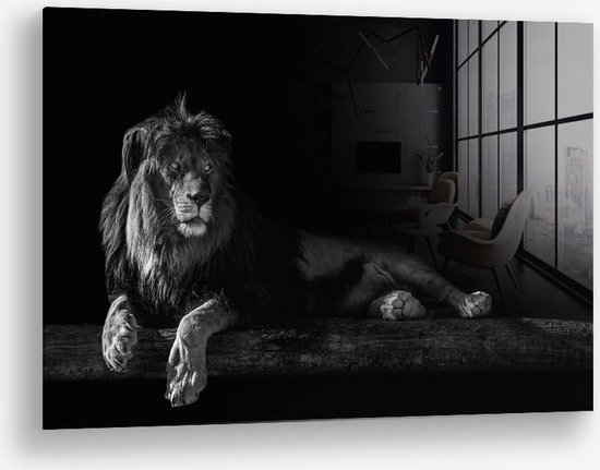 Wallfield™ - Horizontal Lion | Glasschilderij | Gehard glas | 40 x 60 ...