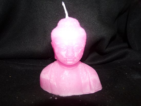 starwolf, kaars van de buste van boeddha, roze, fantasie, boeddha, kaars | bol