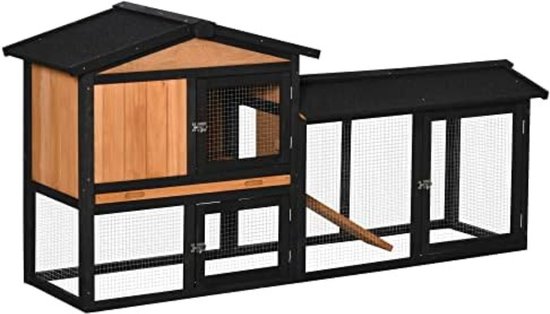 Konijnenhok voor buiten - Konijnenkooi voor buiten - Konijnenhok met ...