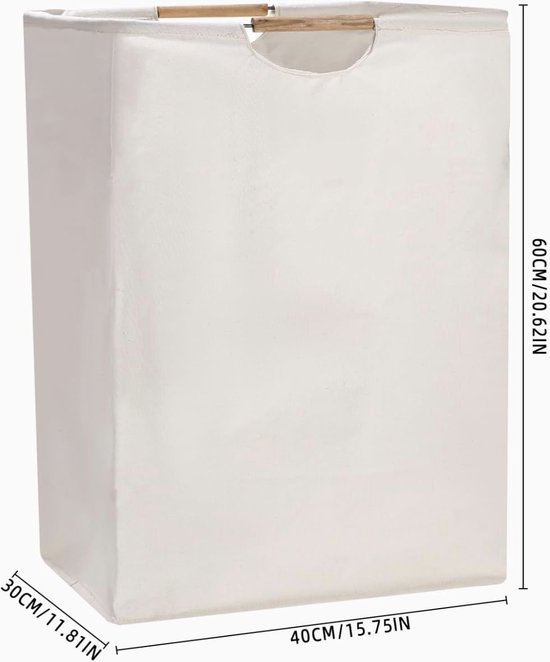 Wasmand, opvouwbare gevlochten Oxford-stof, wit, 40 x 60 x 30 cm ...