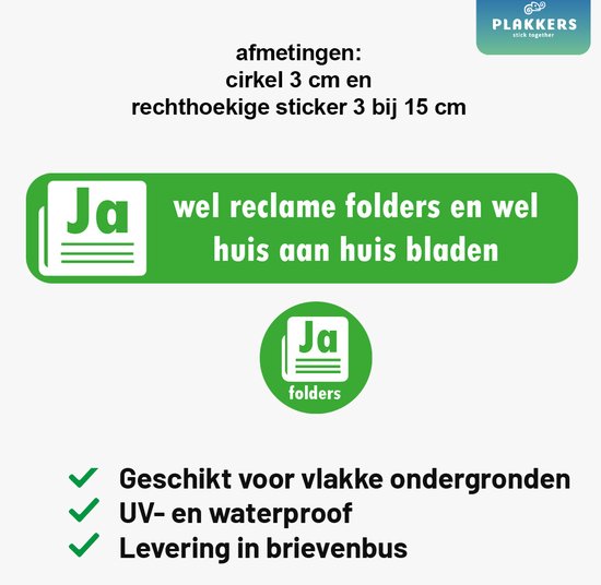 Ja folders reclame sticker brievenbus set | UV- en waterproof | bol