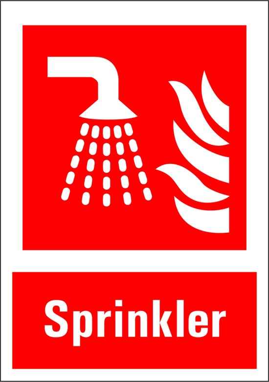 Sprinkler sticker met tekst 210 x 297 mm | bol