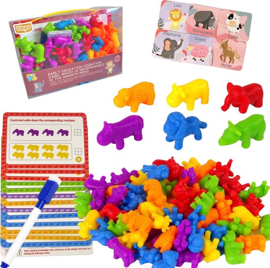 Playos® - Tellen en Sorteren - met Kaarten - Safari - XL - Montessori ...