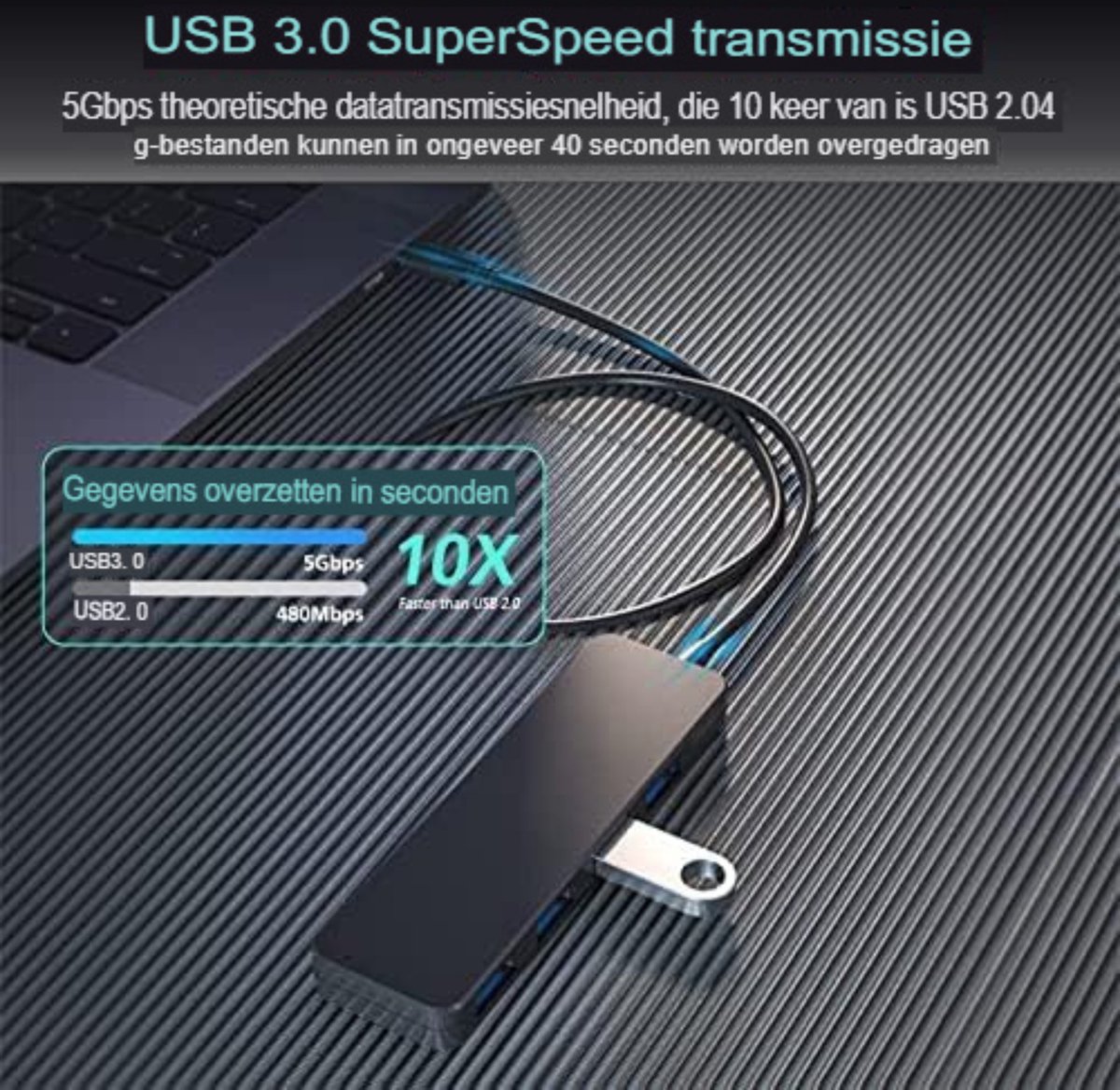 Velox Usb Splitter Voor Laptop - Usb verdeler - Usb Splitter 4 Poorten ...