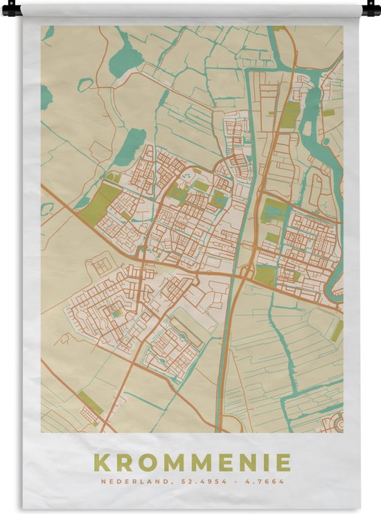 Wandkleed - Wanddoek - Krommenie - Plattegrond - Stadskaart - Kaart ...