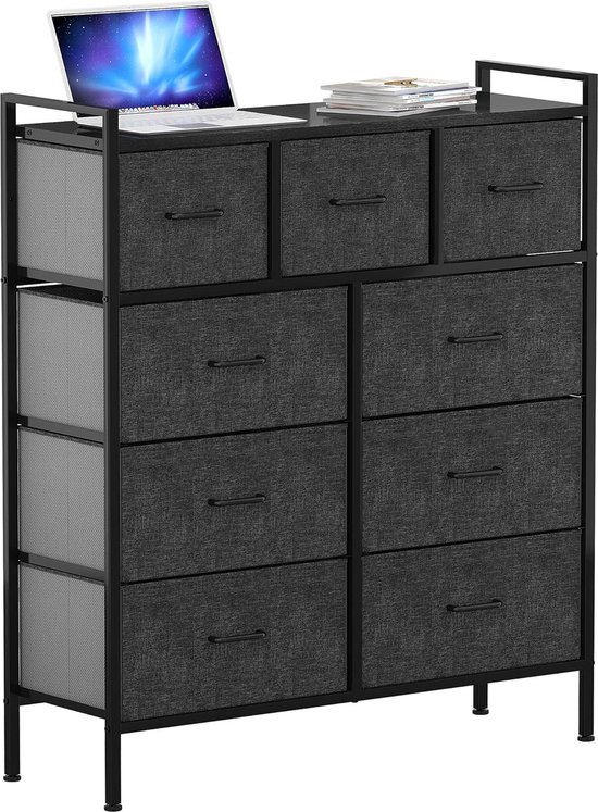 Commode, kast, opbergkast, 9 laden van stof met handgrepen ...