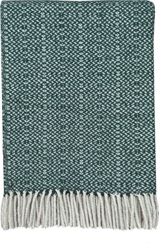 Malagoon - Pine green structure recycled wool throw | bol