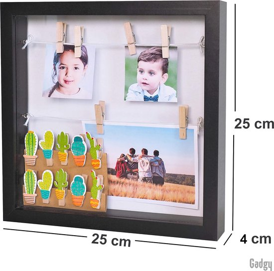 3D-fotolijst om te vullen, objectlijst, zwart, fotolijst met clips ...
