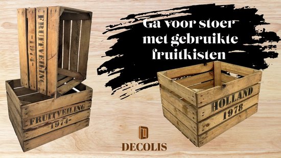 Gebruikte Fruitkist Fruitveiling 1974 - Set van twee kisten - Houten ...