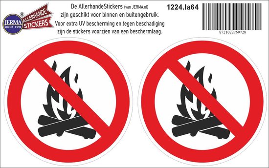 Kampvuur, open vuur, verboden sticker set. | bol