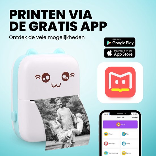 Pocket Printer Complete Blauw - Fotoprinter voor Smartphone - Pocket ...