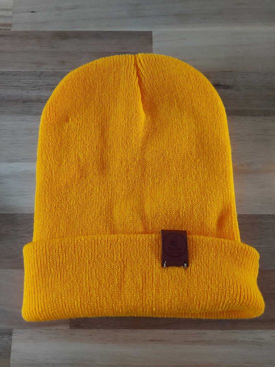 Muts geel - lederen label | bol