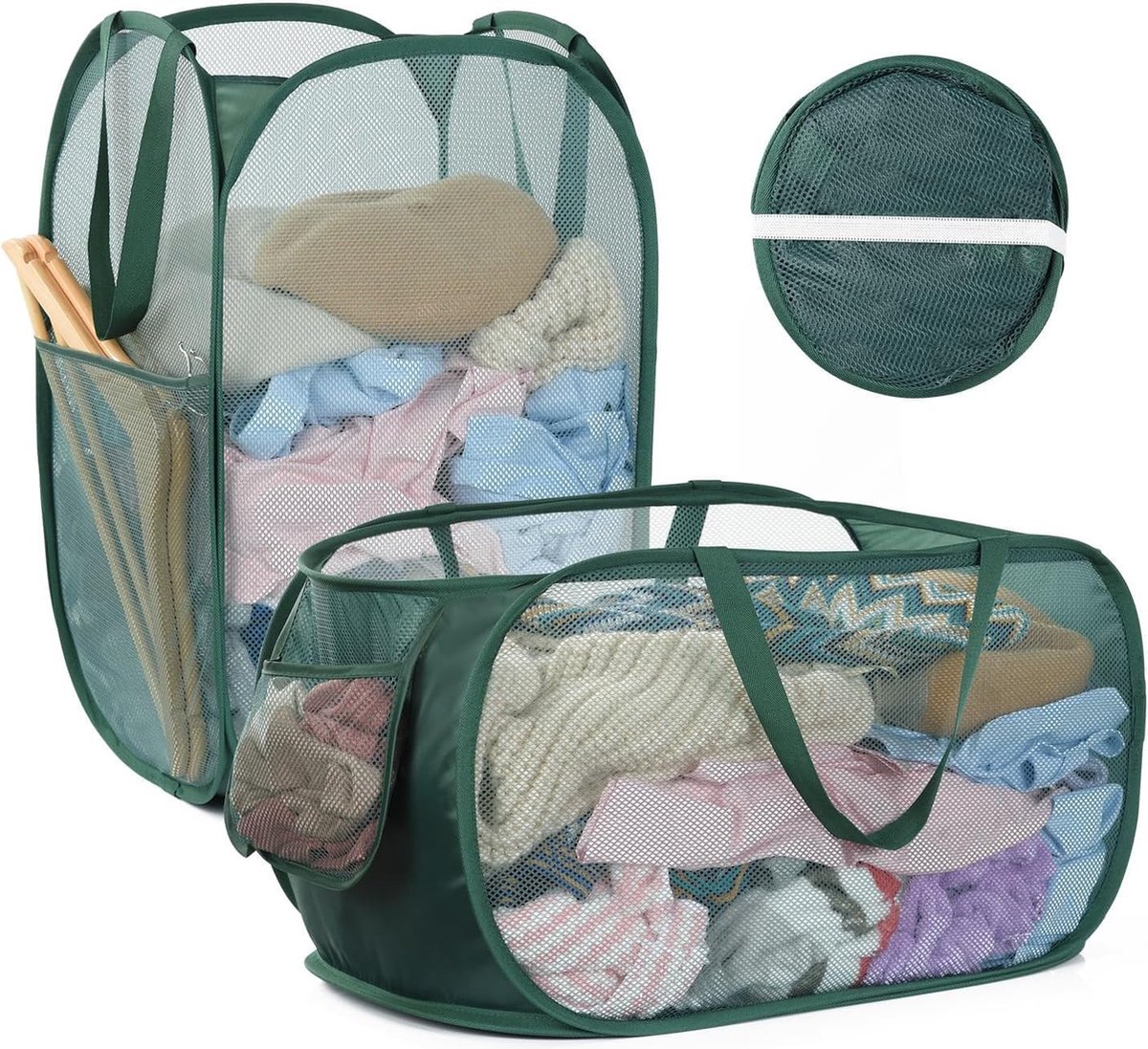 Opvouwbare wasmand, 2 stuks, pop-up wasmand van 70 l, opvouwbaar groot ...