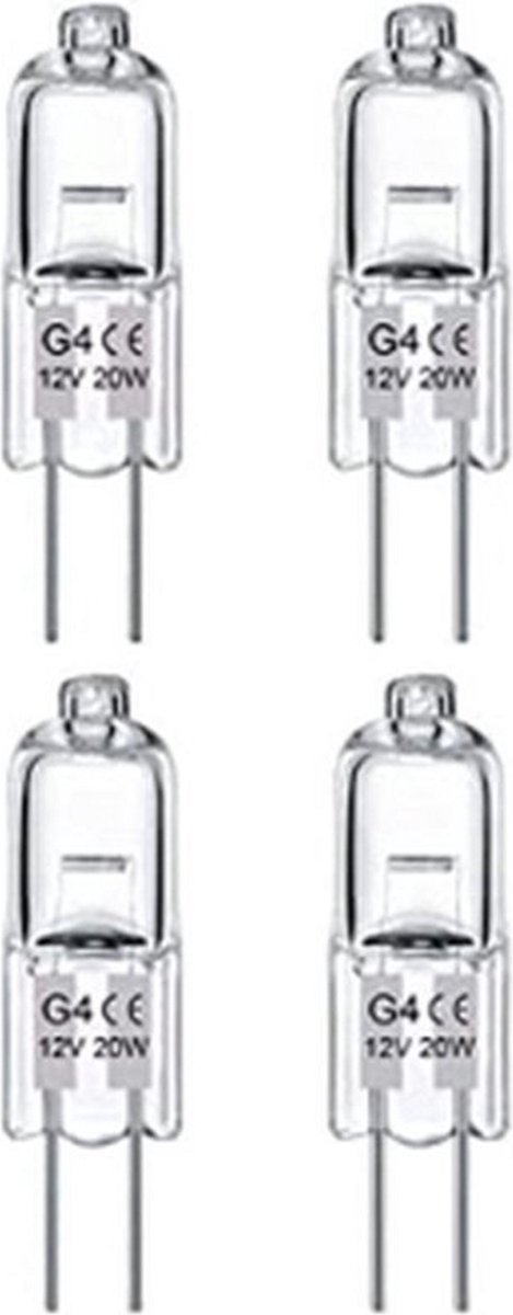 4 x G4 halogeenlamp - Halogeen - 20 watt - 20W - 12V - 12Volt - Lichtbron - 4 stuks -... | bol