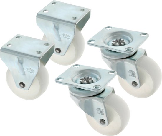 AMIG zwenk en bokwielen set - D100mm - rubber - 270kg - rollager - 4 ...