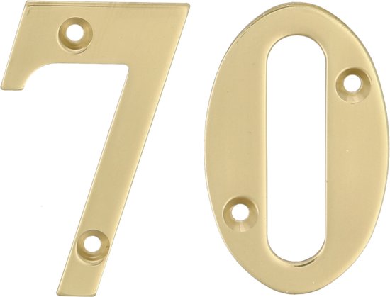AMIG Huisnummer 70 - massief messing - 10cm - incl. bijpassende ...