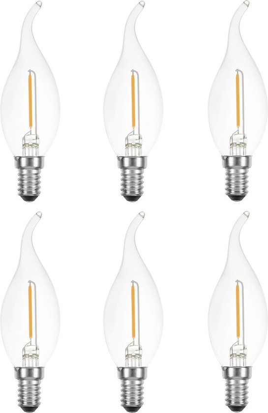 6 stuks Ledmaxx led tip kaarslamp E14 1W 120lm 2200K helder Niet ...