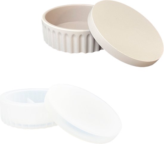 Silicone mold ø 12cm x 4,5cm - Stackable round storage box with solid ...