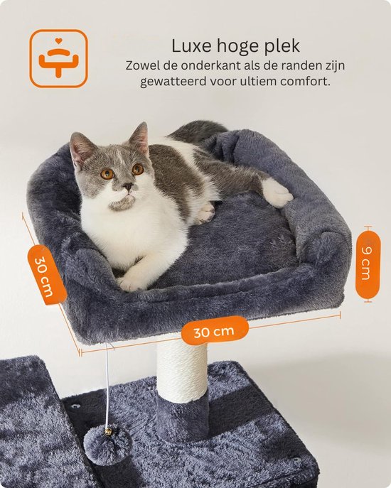 Krabpaal Hoog - Voor kat - 164 cm - Met 5 niveaus & kattenhuis | bol
