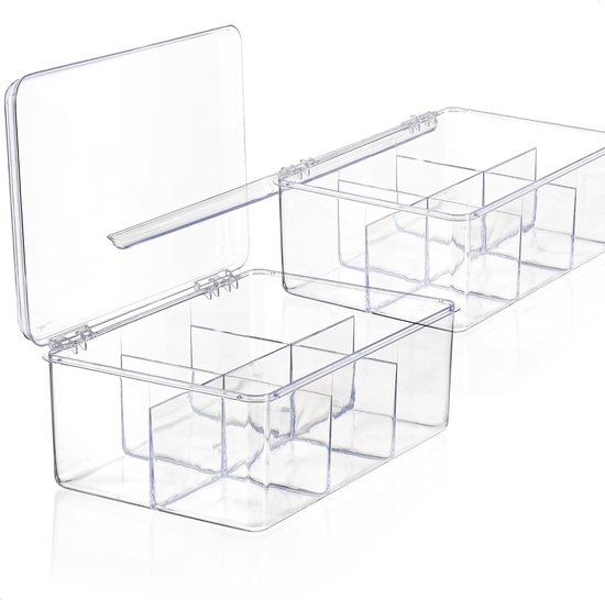 2 x opbergdozen voor thee en theezakjes - transparante plastic theedoos ...