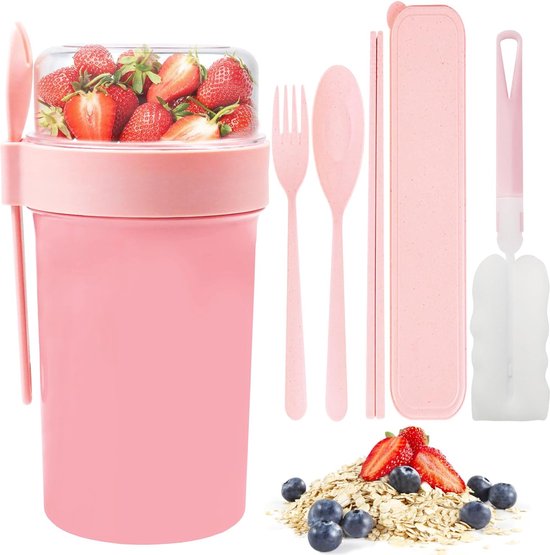 Mueslibeker to go, 760 ml + 230 ml, 5 stuks yoghurtbekers met lepel en ...