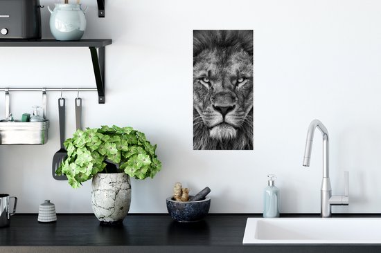 Muurstickers - Sticker Folie - Dieren - Leeuw - Zwart - Wit - Portret - 20x40 cm -... | bol