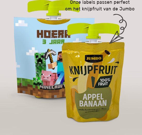 Wikkel voor knijpfruit Minecraft - traktatie 3 jaar - 10 stuks | bol