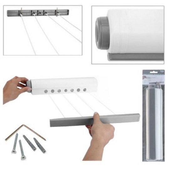 Waslijn uittrekbaar-14 meter (4x3,5 meter) automatisch- wit ...