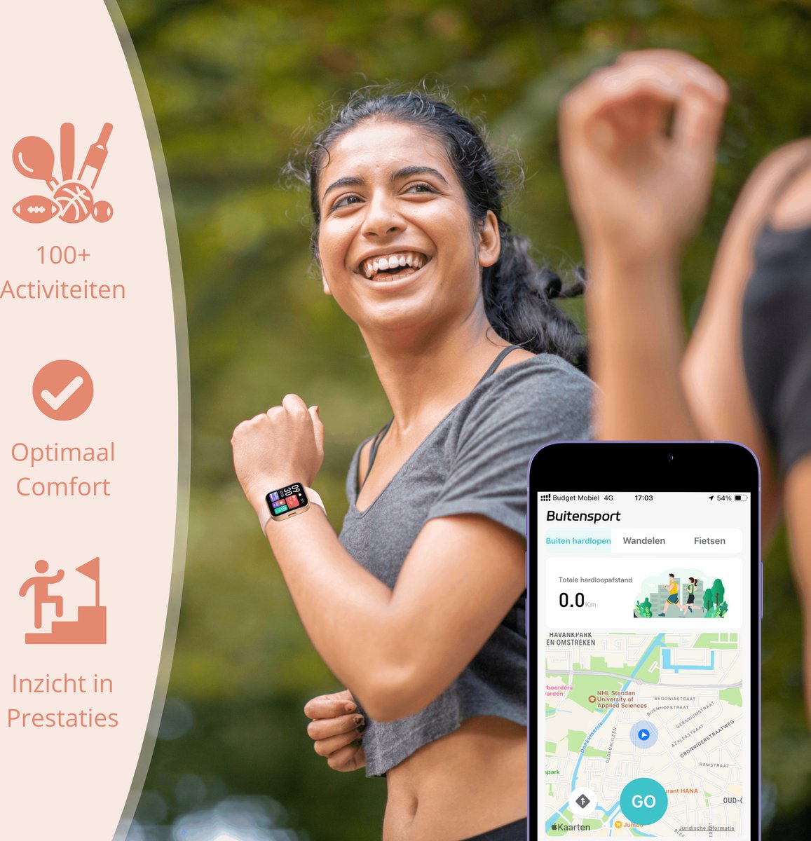 Nexvex® Elite Smartwatch voor Dames - Sporthorloge met Hartslagmeter - Bloeddrukmeter... | bol