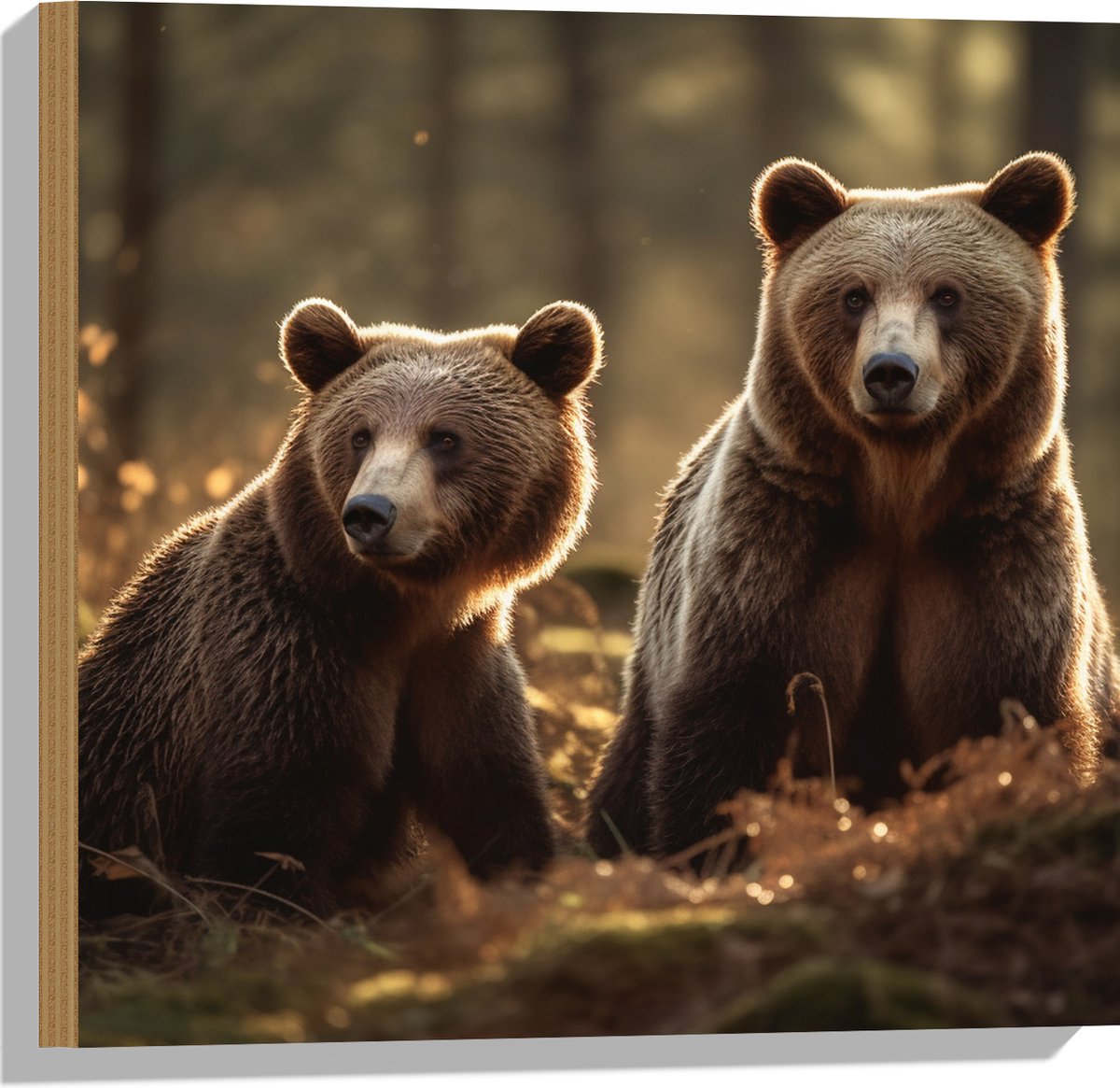 Hout - Beren - Bos - Bruin - 50x50 cm - 9 mm dik - Foto op Hout (Met ...