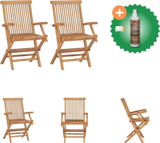 vidaXL Teak Tuinstoelen Set van 2 55 x 60 x 89 cm Ergonomisch ontworpen ...
