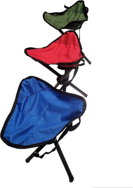 Campingkrukje - Inklapbaar - 3 STUKS - KLEUR - Rood - Groen - Blauw | bol