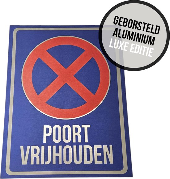 Pictogram/ bord geborsteld aluminium | "Poort vrijhouden" | Luxe editie ...