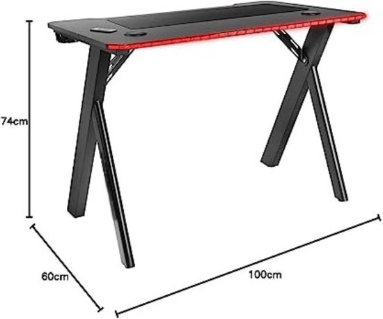 Game Bureau met Led - Gaming Bureau - Gaming Desk - 60 x 100 x 74 cm ...