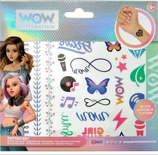 WOW Generation Tattoo Set voor Meisjes- 50 Tattoos in Kleur en Zwart ...