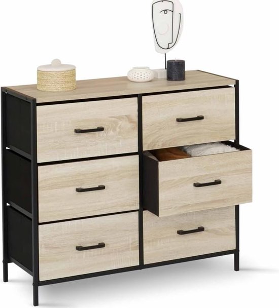 Commode met 6 laden van Utah-stof, opbergkast, industrieel design | bol