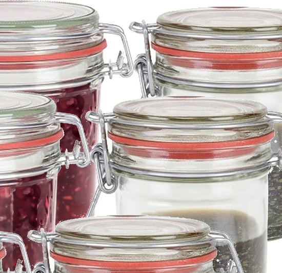 Weckpotten/inmaakpotten - set 6x stuks - 300 ml/400 ml - glas - met ...