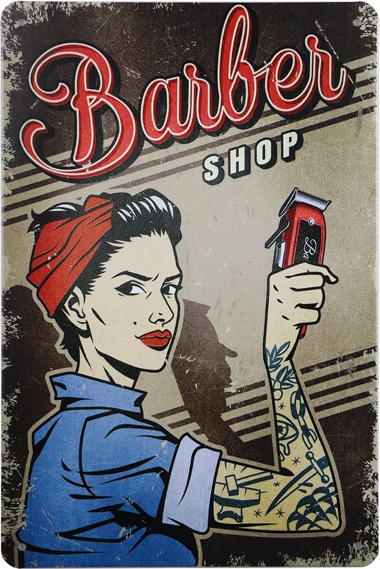 Metalen bordje mancave – Barber shop vrouw – Wandbord – Tekstbord ...