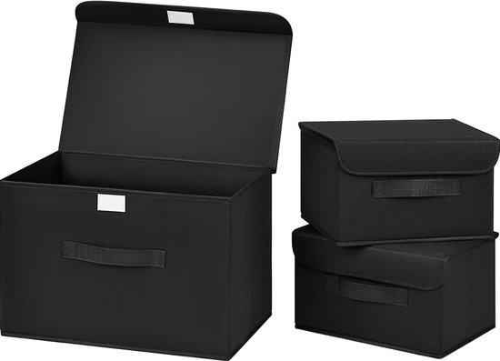 3 stuks opbergdozen met deksel en handvat, opvouwbare opbergdoos ...